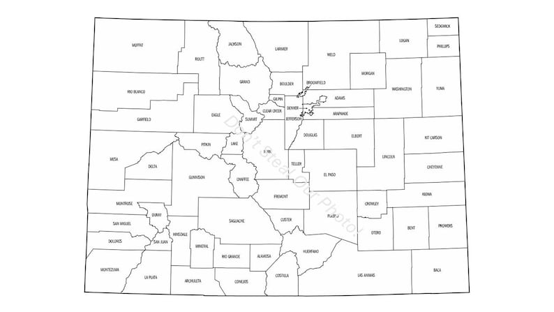 Colorado County Outline Map - Etsy