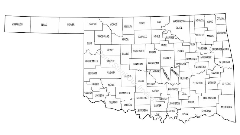 Oklahoma County Map - Etsy