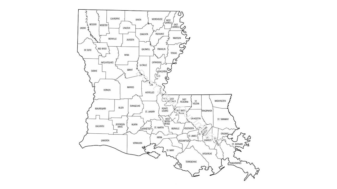 Louisiana Parish Map: Parish Outline SVG, PNG, JPG Files (digital ...