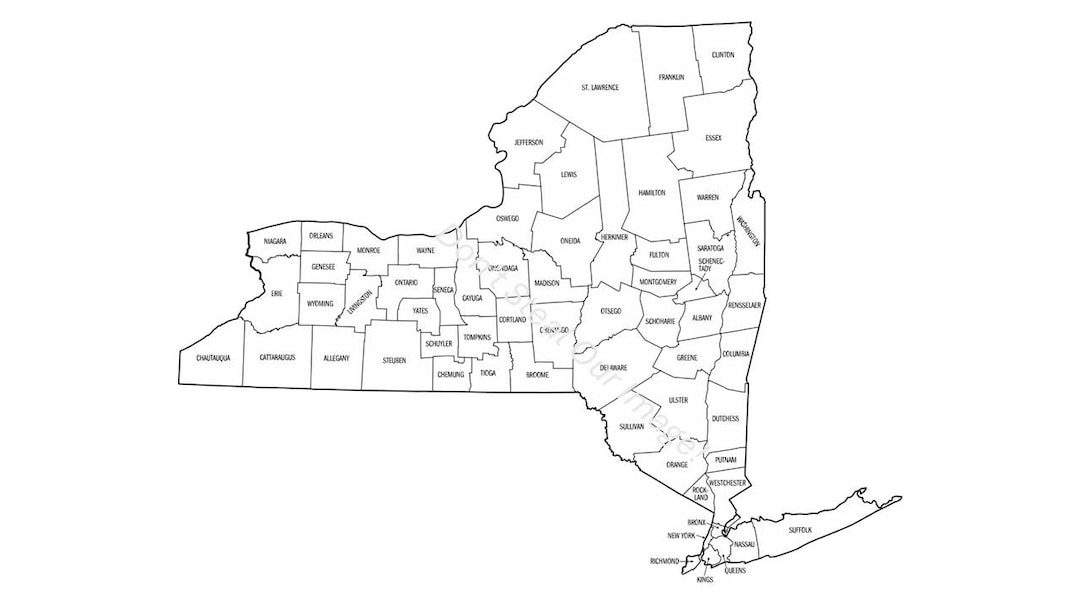 New York Counties Map SVG Cut Files: State Outline (digital Download ...