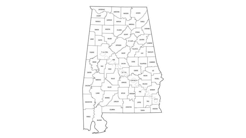 Alabama Counties Map Outline: Vector Cut Files (digital Download) - Etsy