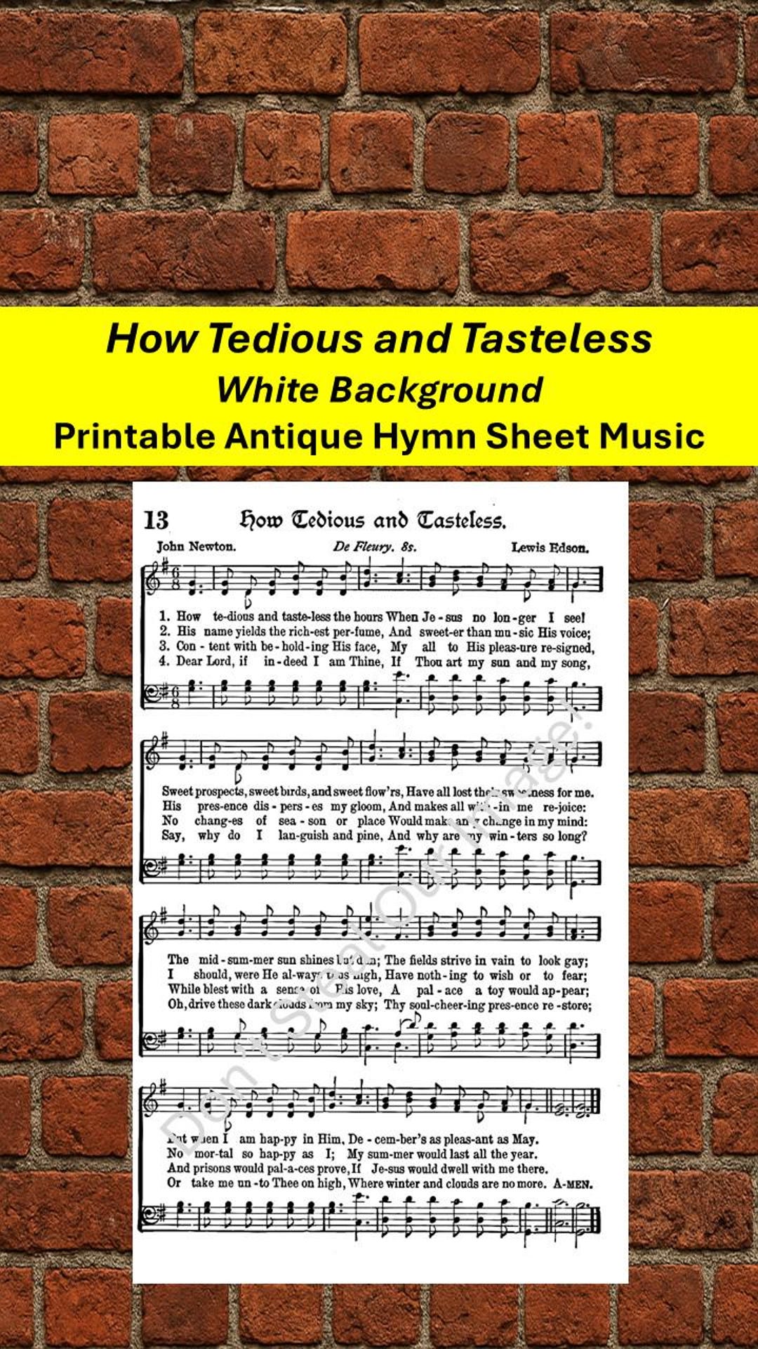 How Tedious and Tasteless White Background Printable Antique Hymn Sheet ...