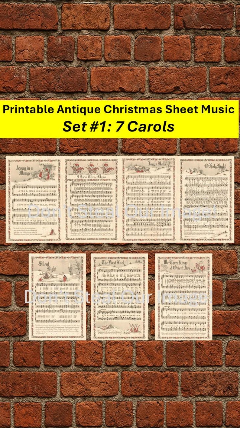 Printable Antique Christmas Hymn Sheet Music Top Songs Set #1 - 7 ...