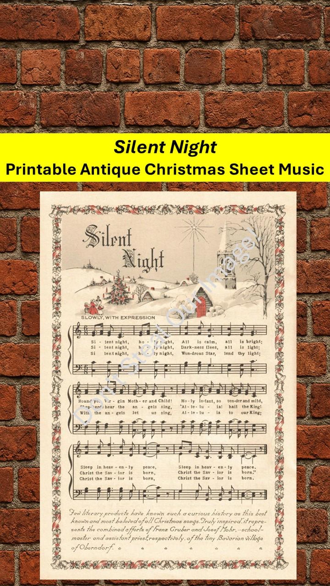 Silent Night Printable Antique Christmas Hymn Sheet Music - Etsy