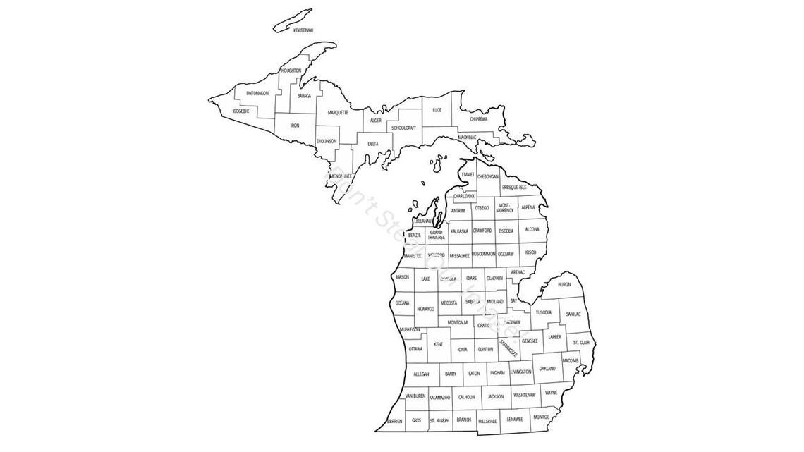 Michigan County Map, State Outline Files (digital Download) - Etsy