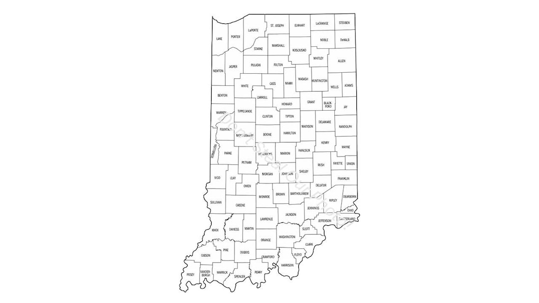 Indiana Counties Map Outline: SVG, PNG, Vector Cut Files (digital ...
