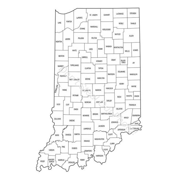 Indiana Map - Etsy