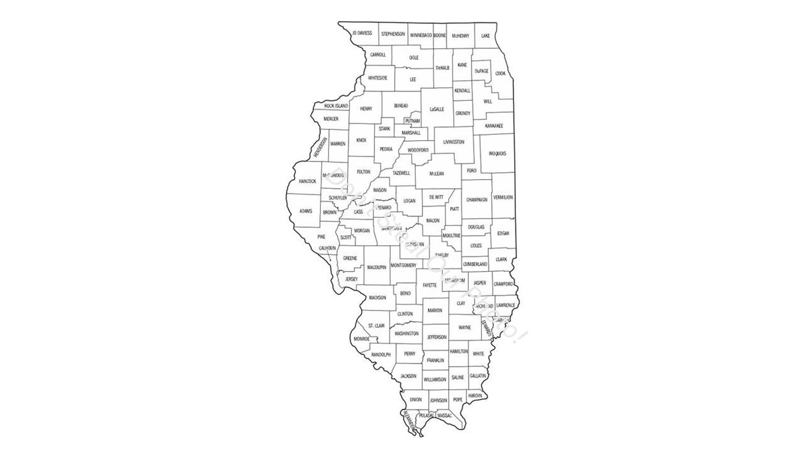 Illinois County Outline Map - Etsy