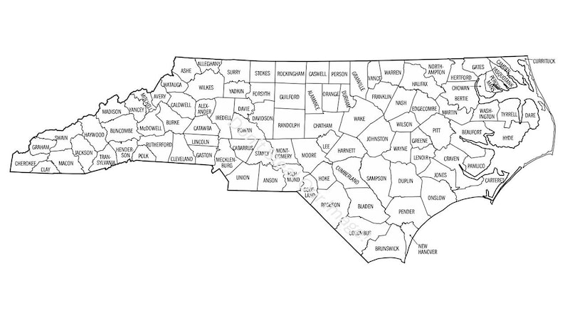 North Carolina County Outline Map, SVG Files (digital Download) - Etsy