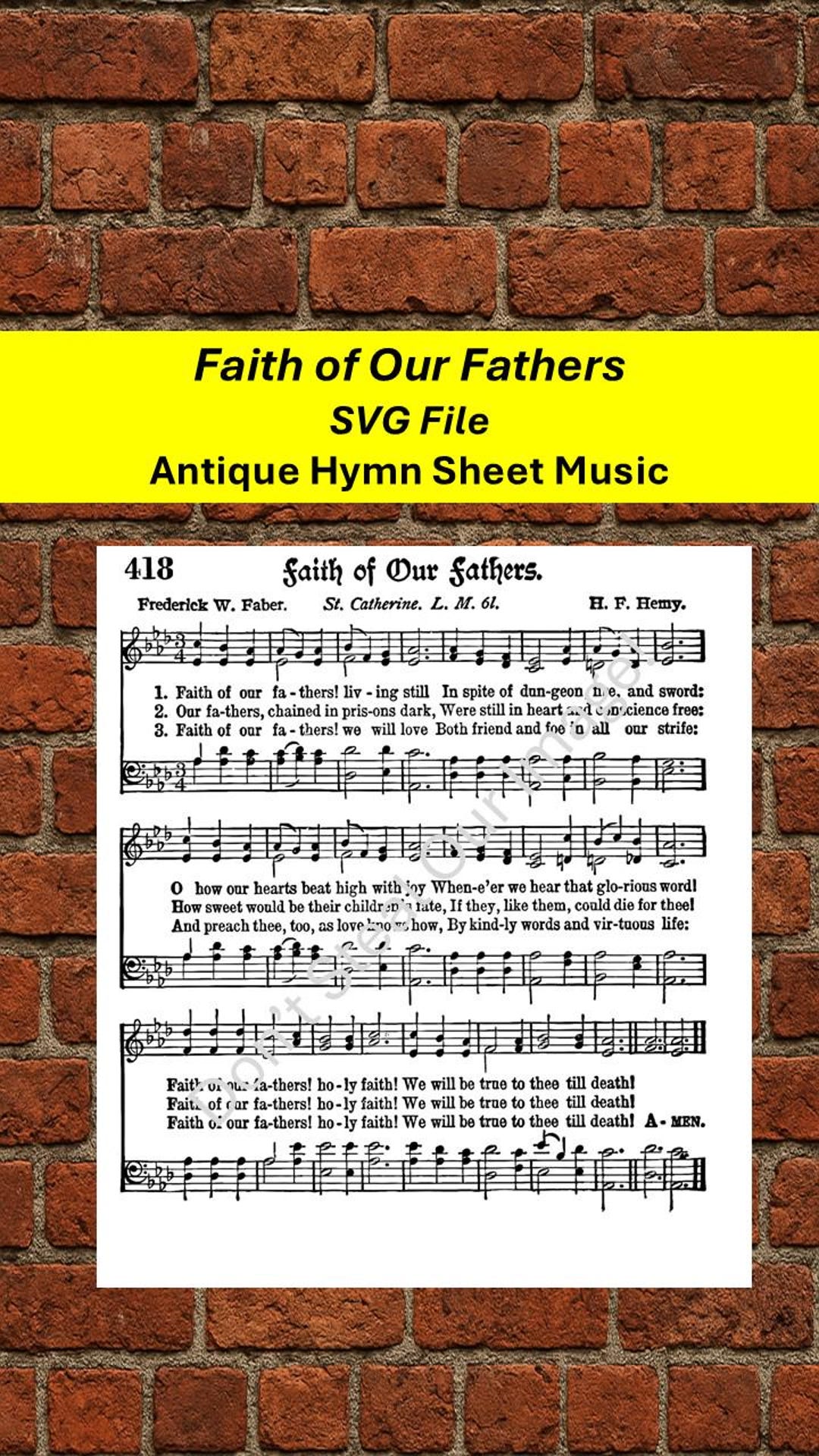 Faith of Our Fathers SVG Version Antique Hymn Sheet Music - Etsy