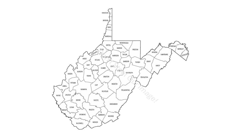 West Virginia County Outline Map Cut Files (digital Download) - Etsy