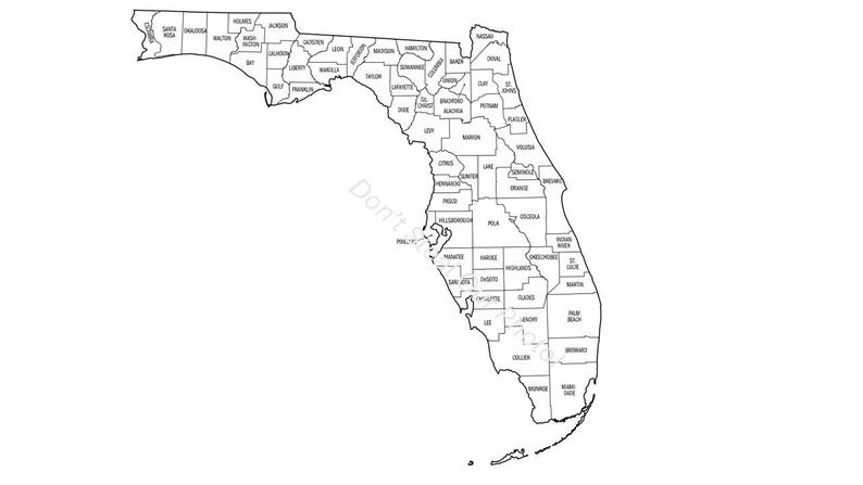 Florida County Map Outline - Etsy