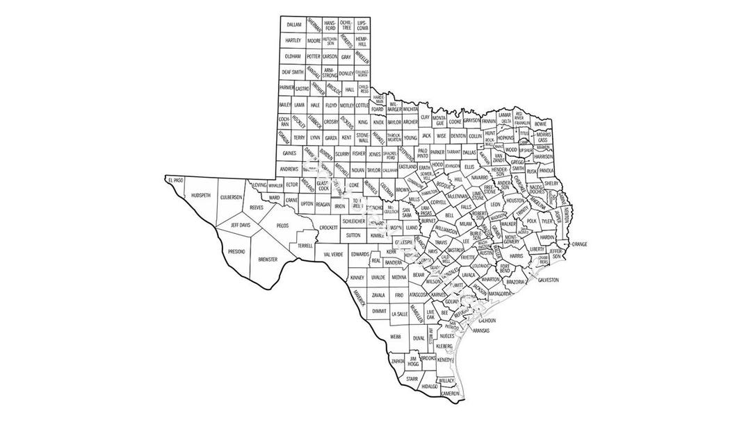 Texas County Outline Map - Etsy