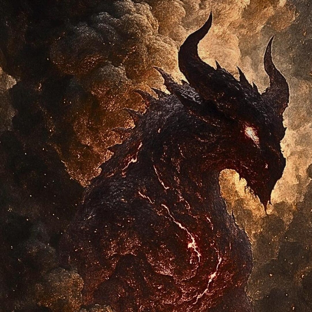 Fire Colossus Fantasy Wall Art Print | Epic Fire Creature Artwork, Dark ...