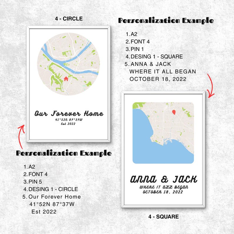 Personalized Location Map Print, Anniversary Gift, Custom Wall Art ...