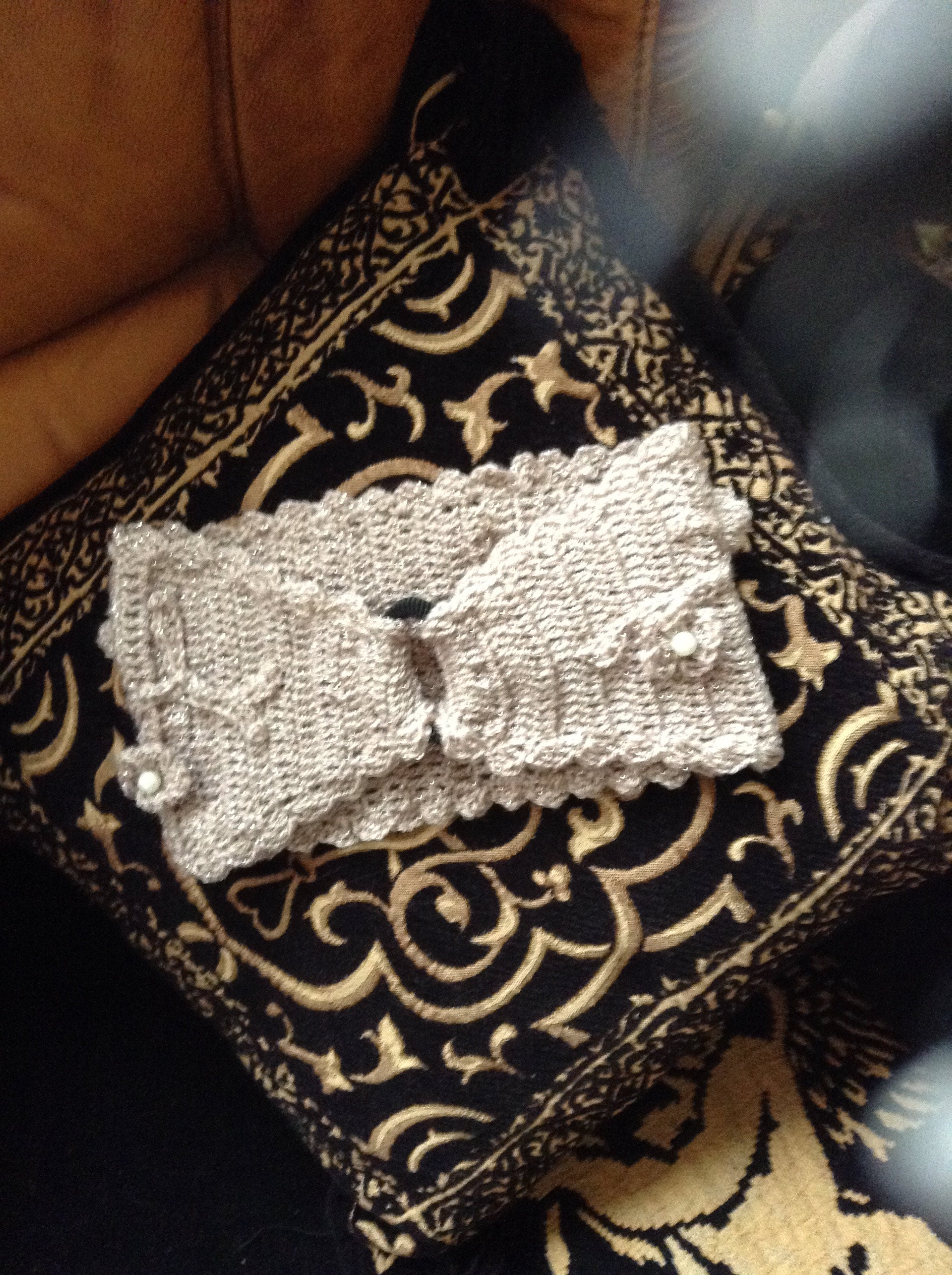 Wide Headband Beige Ear Warmer Embroidered With Flowers and - Etsy