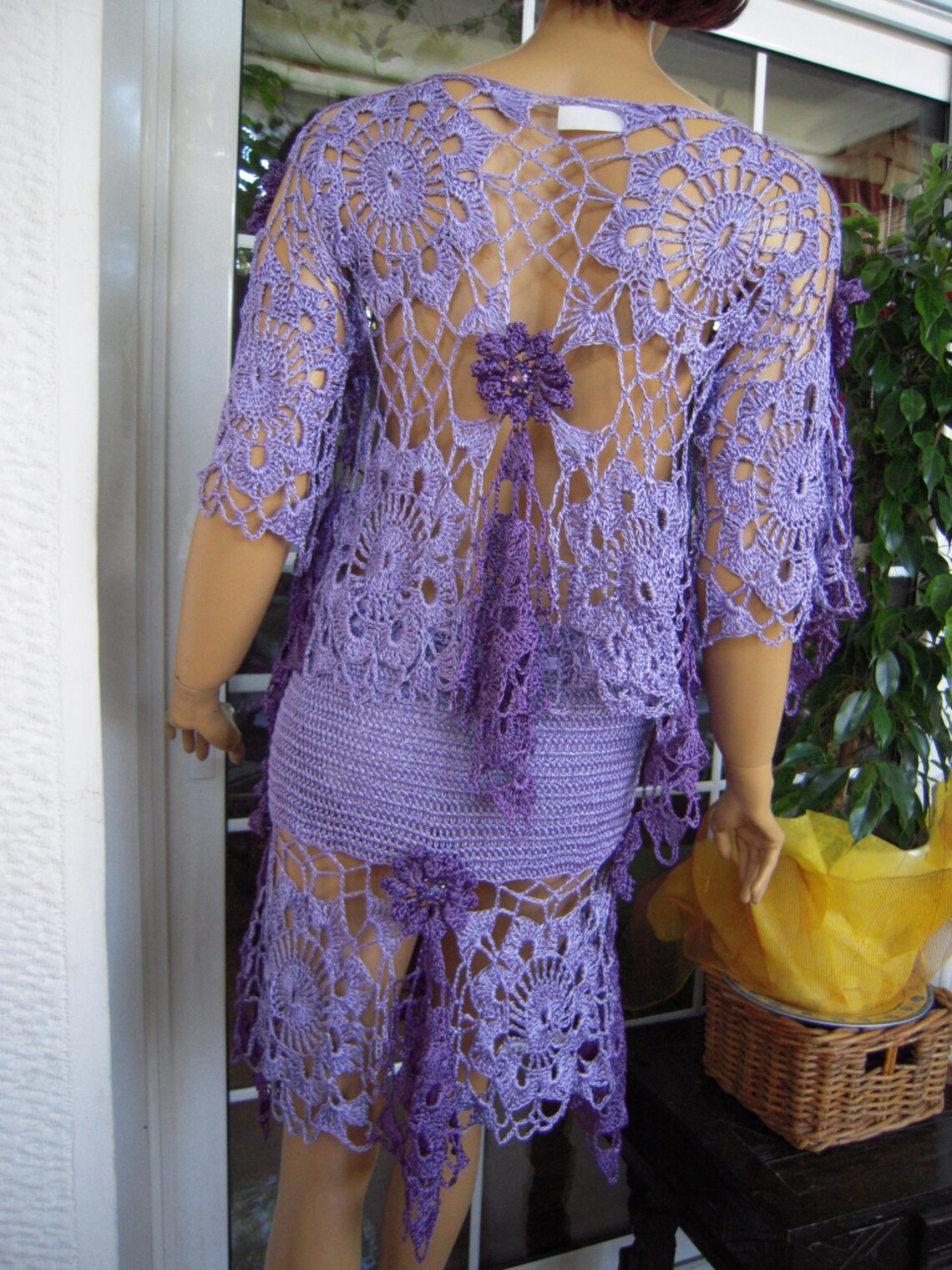 Top Skirt Handmade Outfit Lilac Embroidered With Swarovski Gift Idea in ...