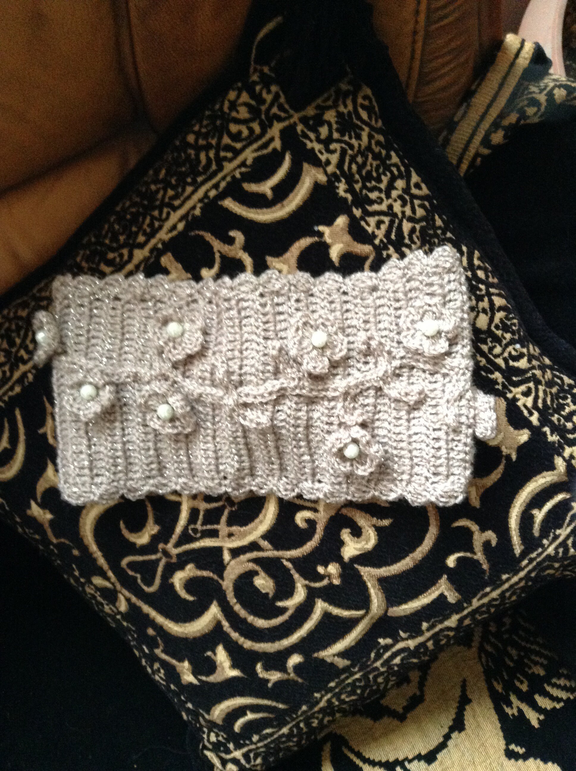 Wide Headband Beige Ear Warmer Embroidered With Flowers and - Etsy