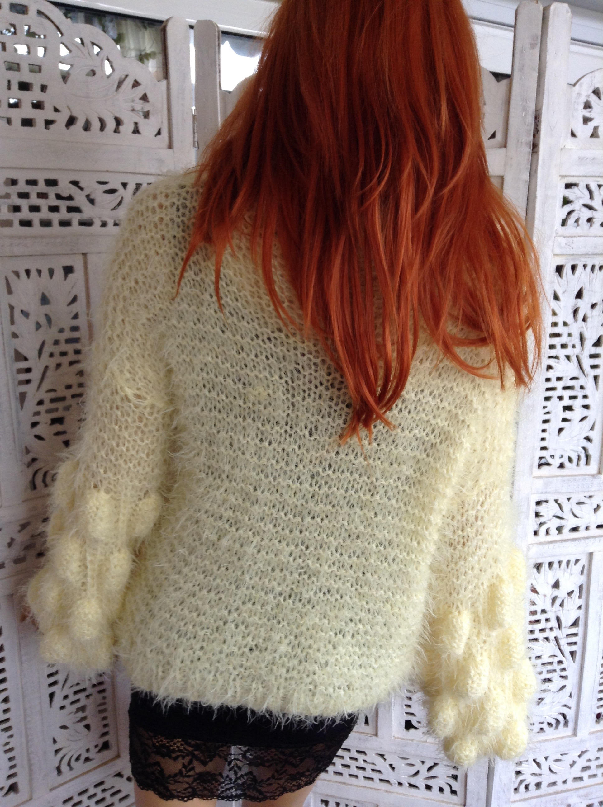 Suéter suelto peludo jersey de gran tamaño suave mohair maxi mangas ...