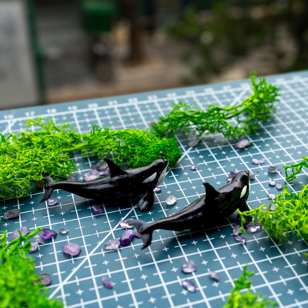 Mini Orca Figurine, Tiny Killer Whale Model, Hand Painted Resin Orca ...