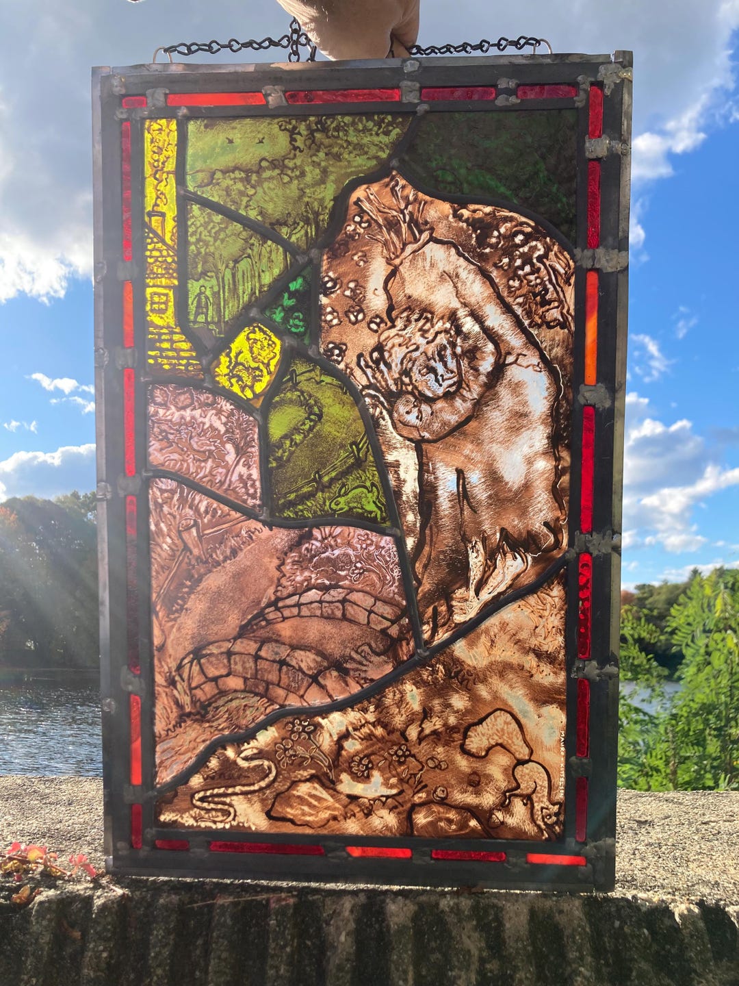 Troll Carrying Her Head, Trying to Eat Butterball -- Stained Glass - Etsy