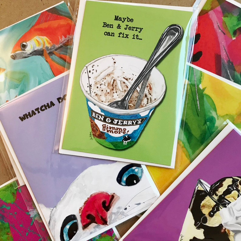 Goldfish Greeting Card Fish Tank Notecard Thinking of You Card Bright ...