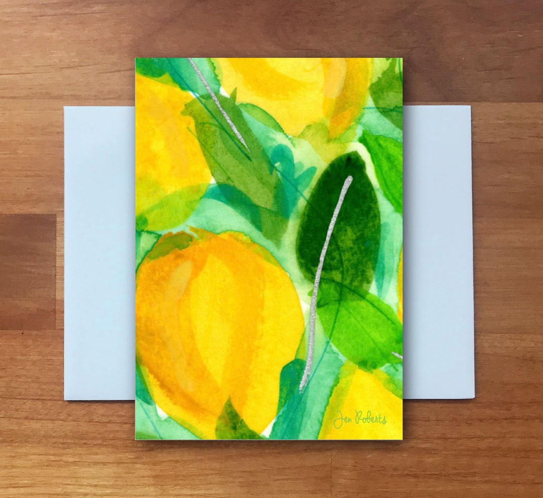 Bright Lemon Art Watercolor Card | Thinking of You Card | Sweet Citrus ...