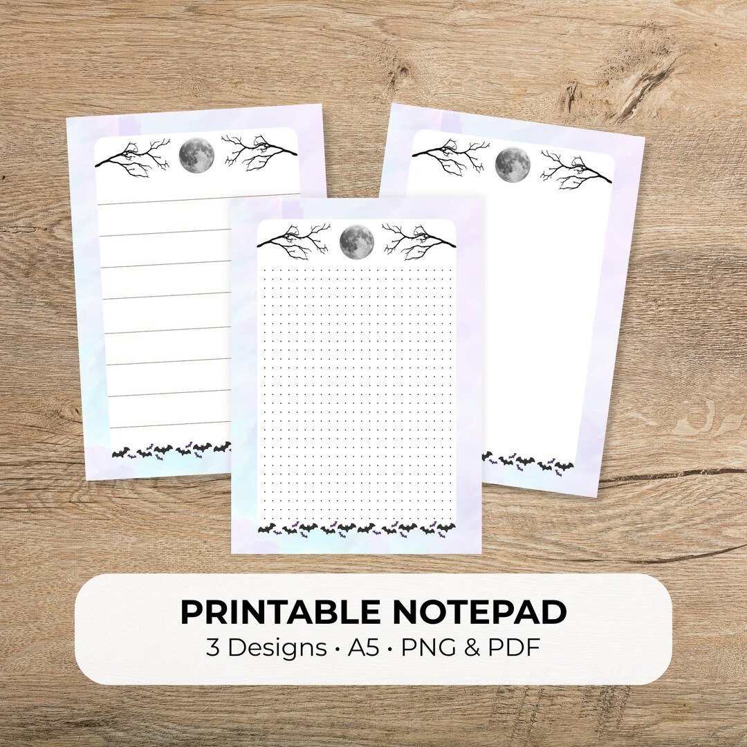A5 Printable Notepad – 3 Designs (PNG & PDF) - Etsy