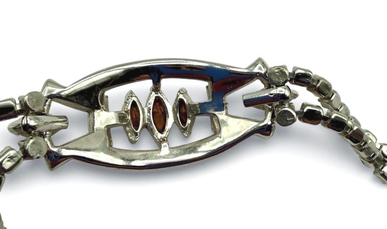 Coro Art Deco Rhinestone Bracelet | Signed | 1930s–1940s Rhodium Plated ...