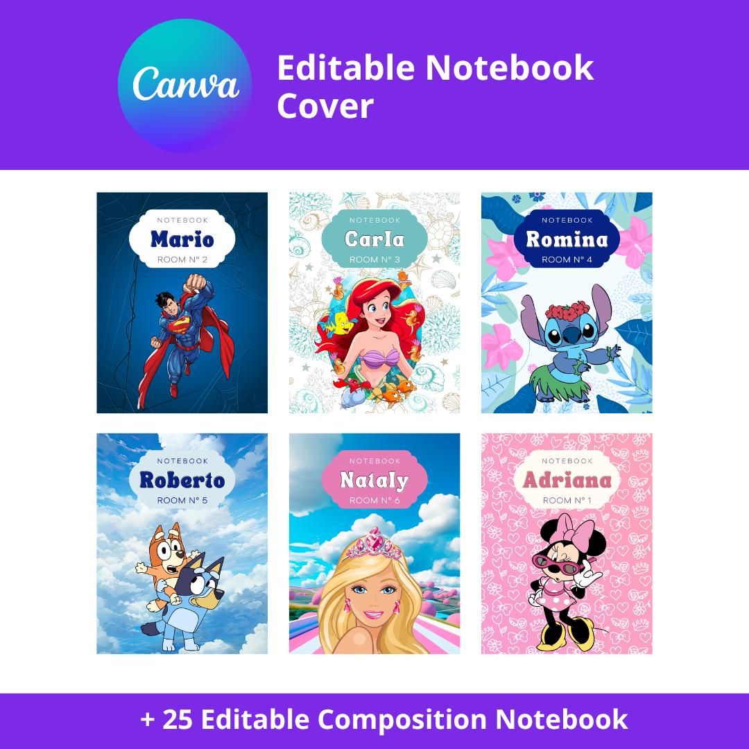 25 Editable Composition Book Cover Templates: Complete Back-to-school ...