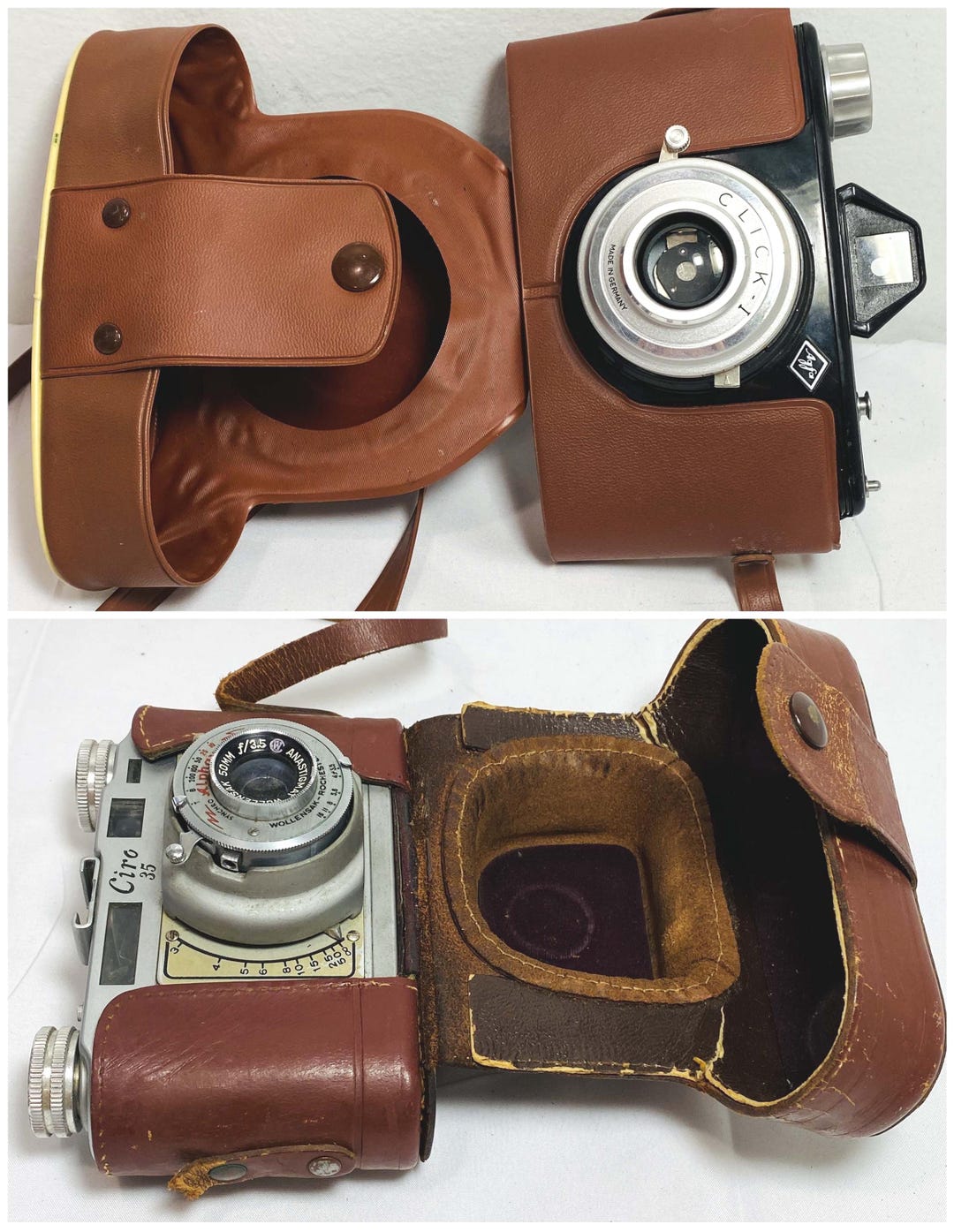 Lot of 2 1950'S Cameras, Untested, W/leather Cases: Agfa Click-1 ...