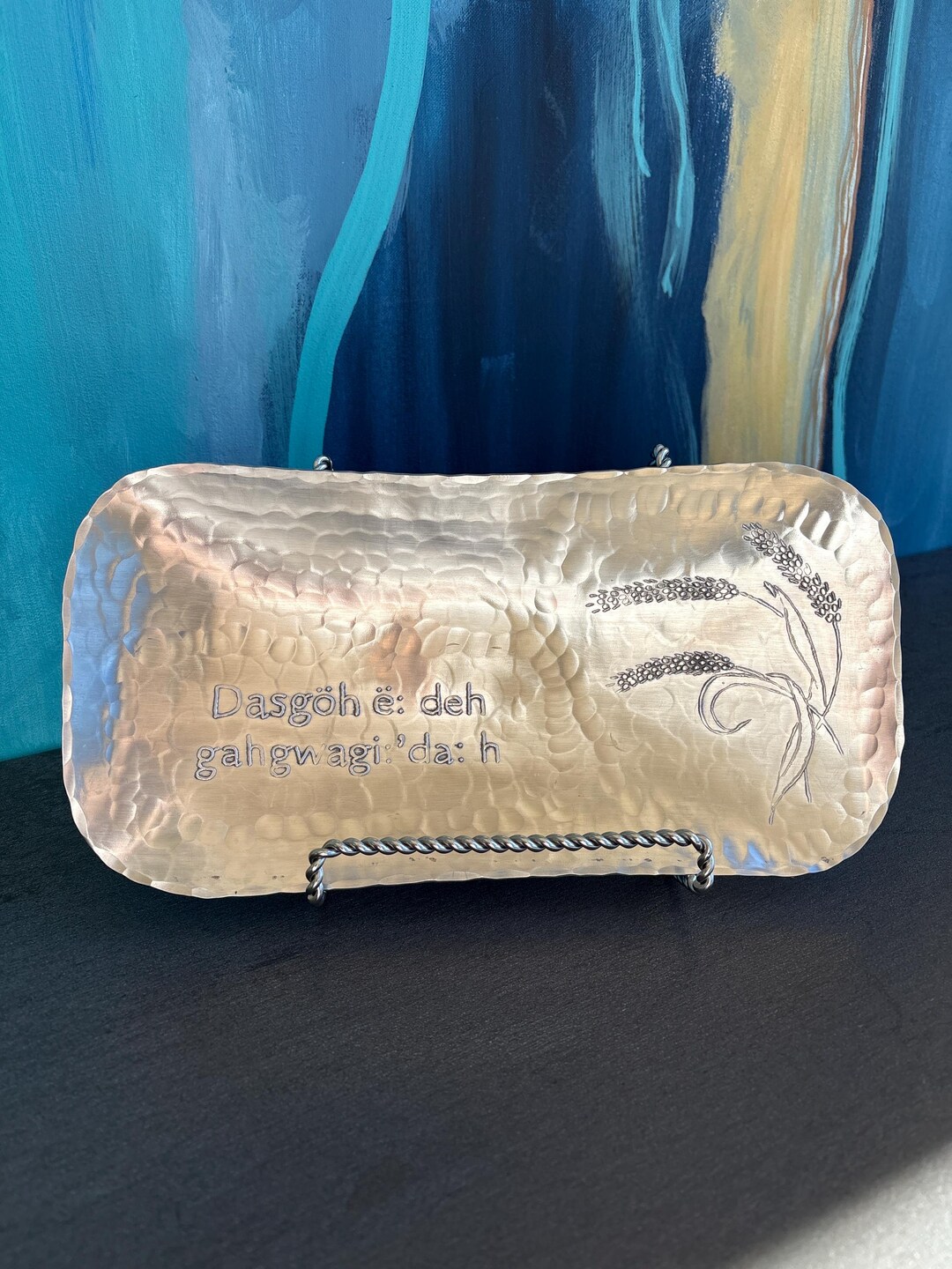 Seneca Handwrought Aluminum Serving Tray-inscription Translates to ...