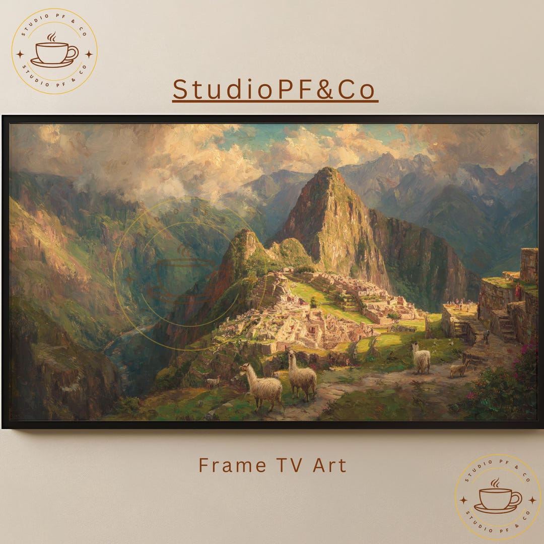 Machu Picchu Oil Painting Samsung Frame TV Art: Peruvian Andes Mountain ...