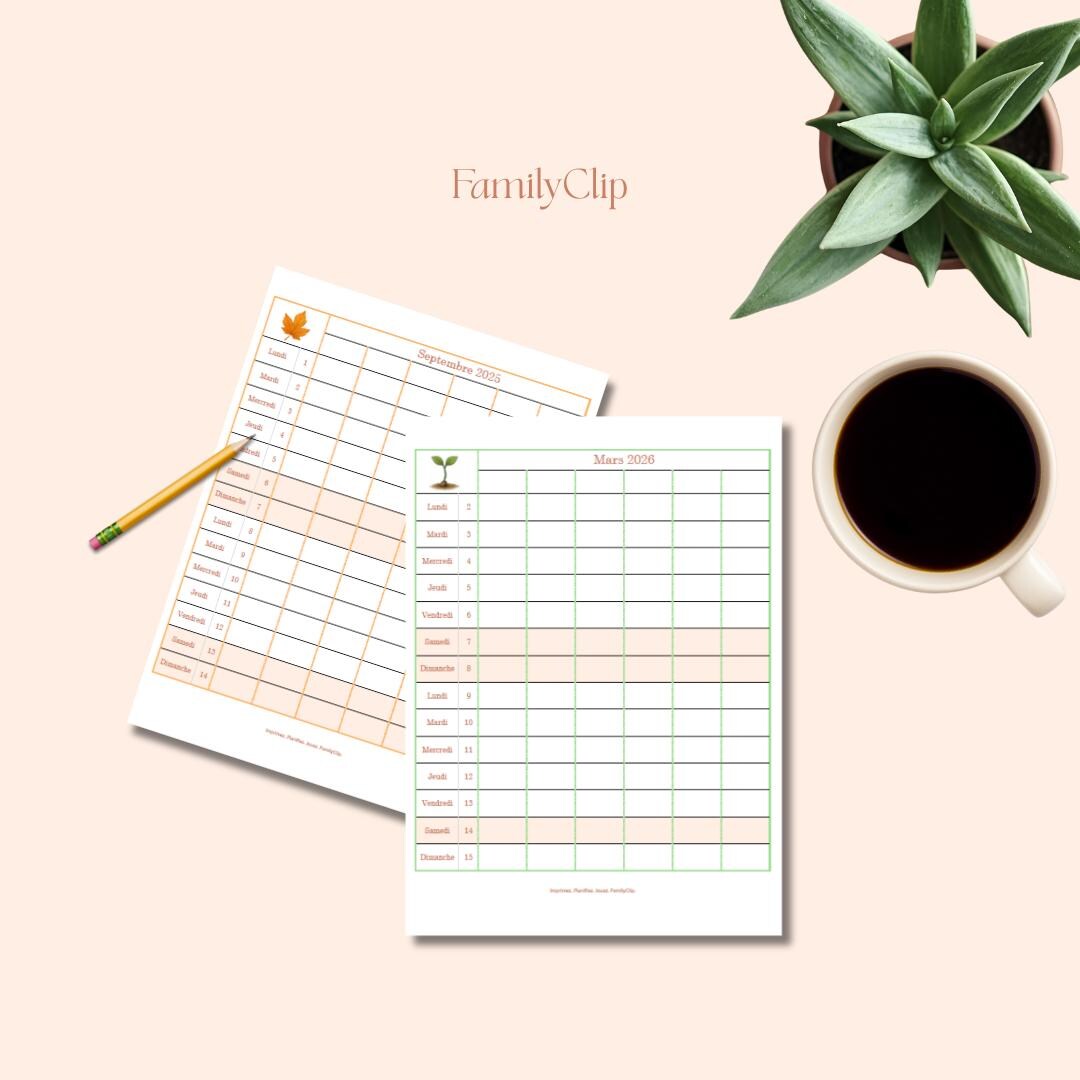 Printable Family Planner in French 2025–2026 | for 6 Members | Bi ...