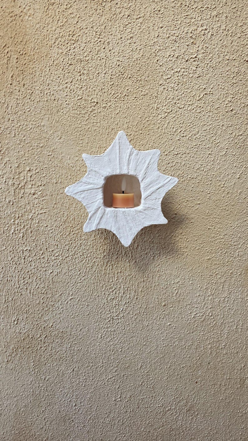 Handmade Plaster Niche Star – Candle Holder Wall Decoration – Organic ...