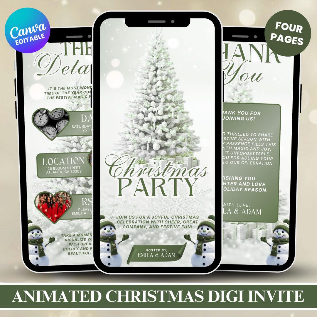 Christmas Party Invite Template, Winter Christmas Celebration Card ...