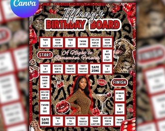 Cheetah Birthday Drinking Board Game Editable Party Template Cheetah ...