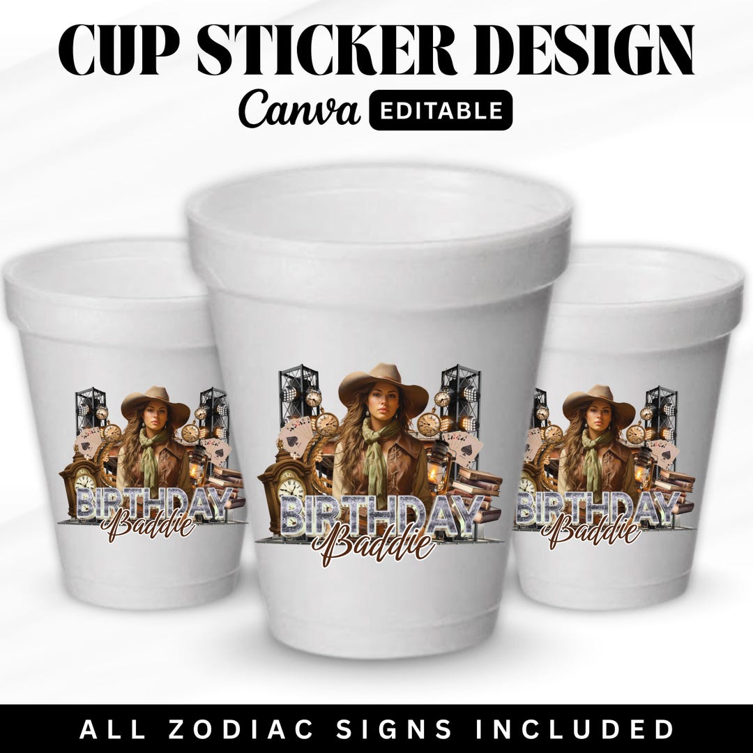 Cowgirl Hoedown Styrofoam Cup Sticker, Hoedown Birthday Sticker, Cowboy ...