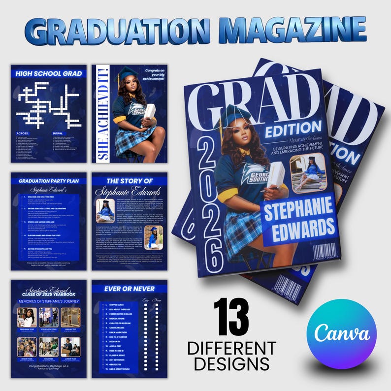 Graduation Booklet Template Senior Grad Magazine Cover Graduation ...