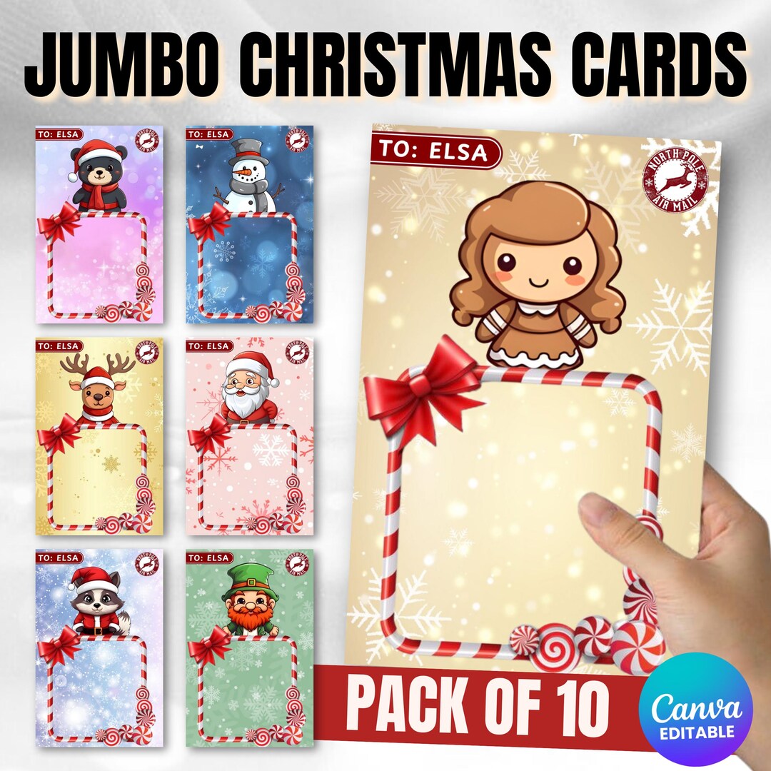 Jumbo Christmas Card Editable Template. Jumbo Cards, Christmas Jumbo ...