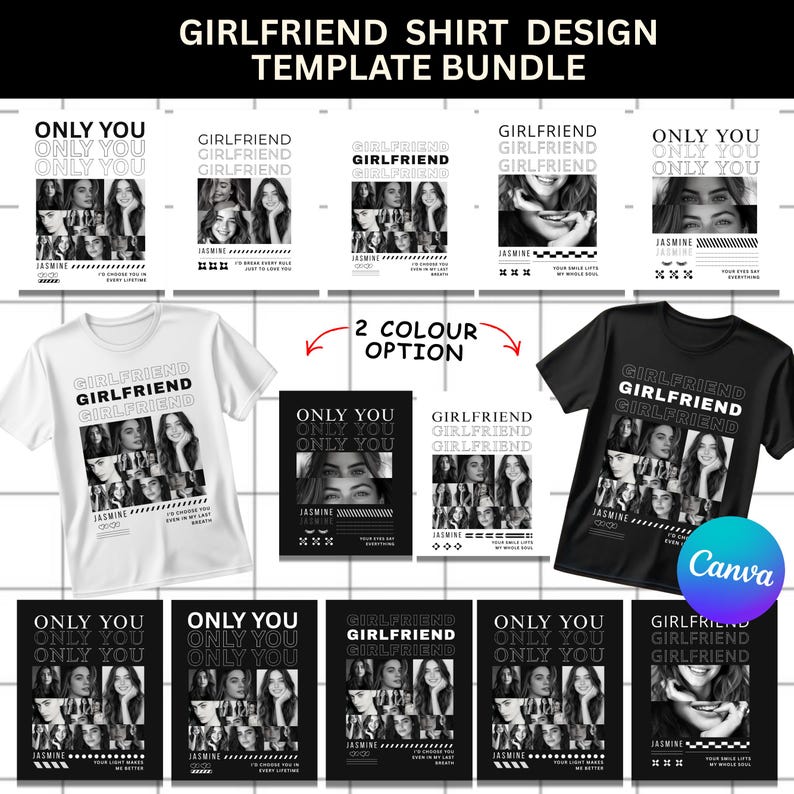 Girlfriend Shirt Template Canva Editable, Valentine Photo Collage Shirt ...