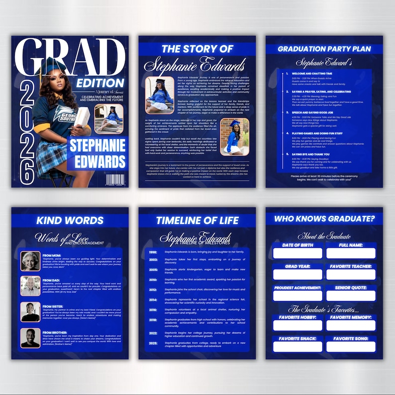 Graduation Booklet Template Senior Grad Magazine Cover Graduation ...