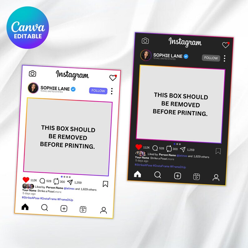 Instagram Frame Canva Template, Instagram Frame for Photo Booth ...