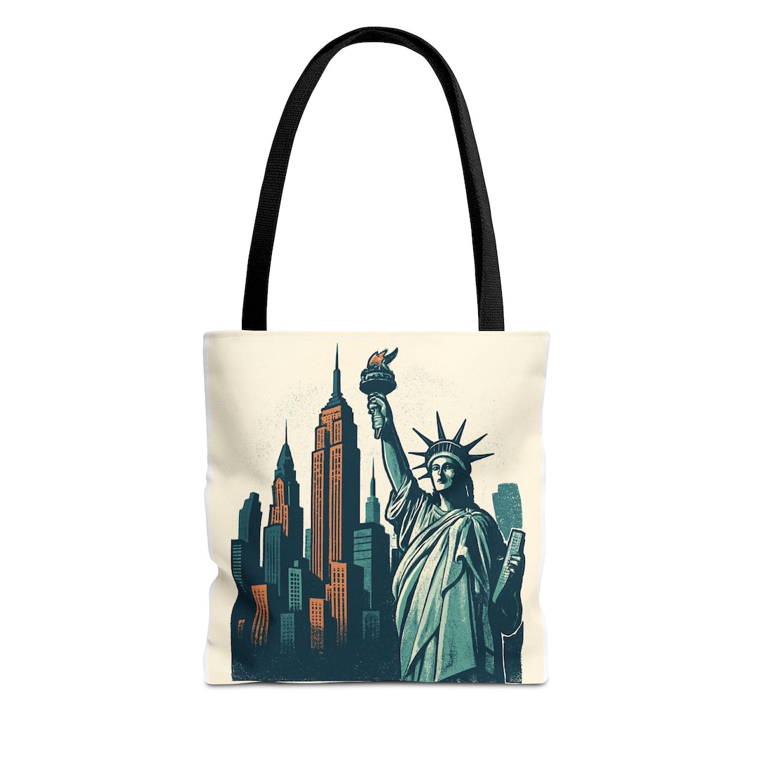 Statue of Liberty Tote Bag: NYC Skyline Polyester Travel Bag - Etsy