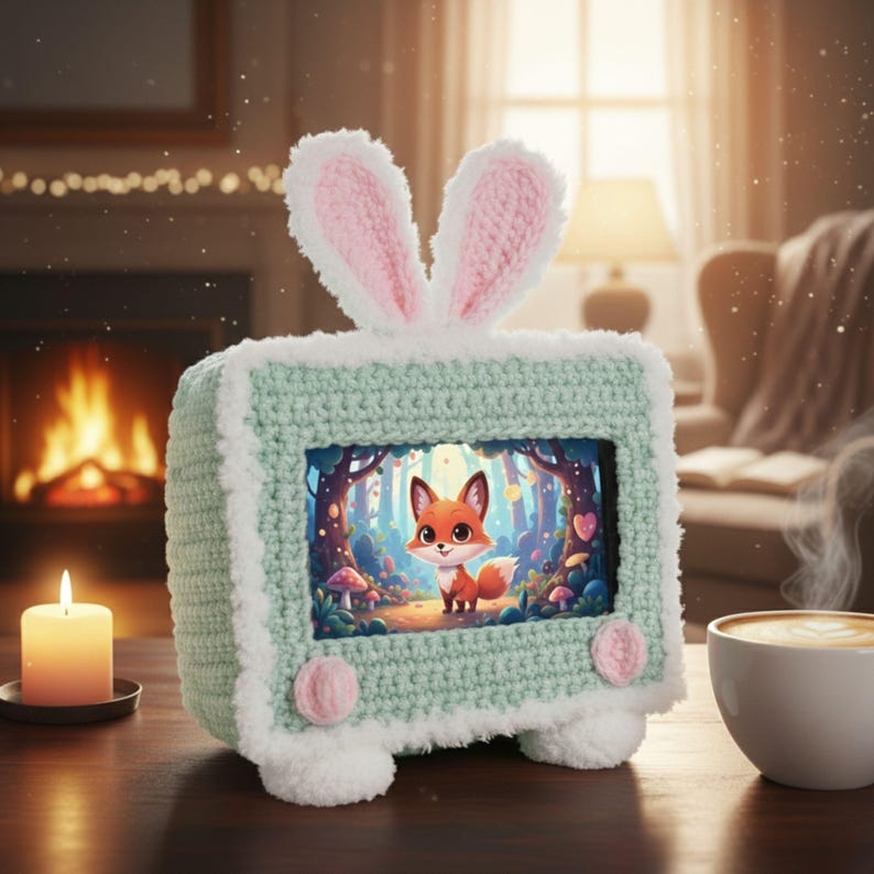 Bunny TV Phone Holder Crochet Pattern | Adjustable Size Desk Stand PDF ...