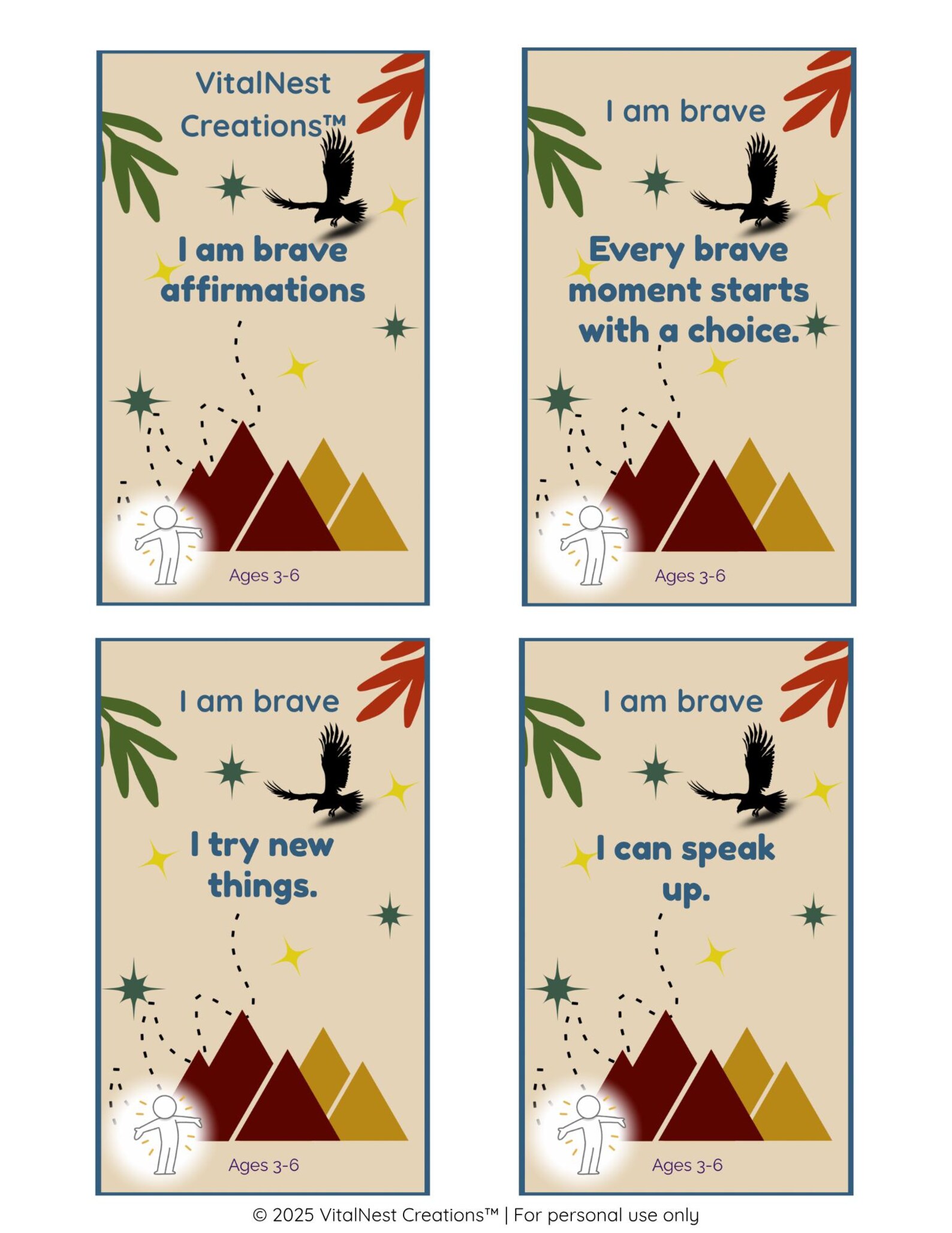 Brave Kids Affirmation Cards: Confidence & Courage Printable (PDF) - Etsy