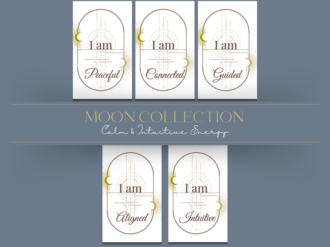 Moon Collection | Boho Affirmation Cards | 5 Printable Digital Deck | 2 ...