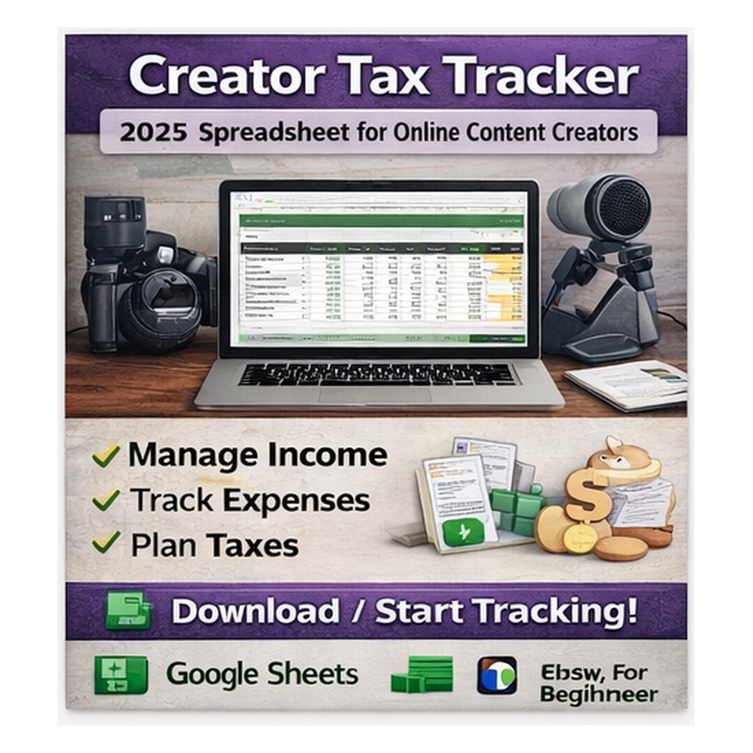 Content Creator Tax Spreadsheet 2025 | Google Sheets and Excel | Income ...