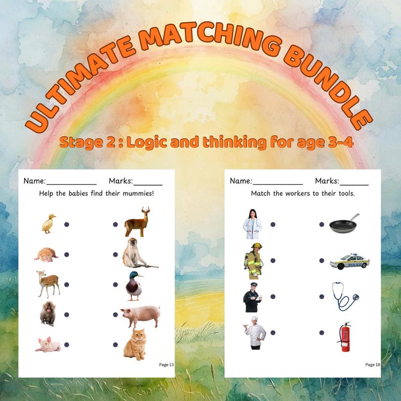 Toddler Busy Book Bundle | Printable Matching Activity Worksheets ...