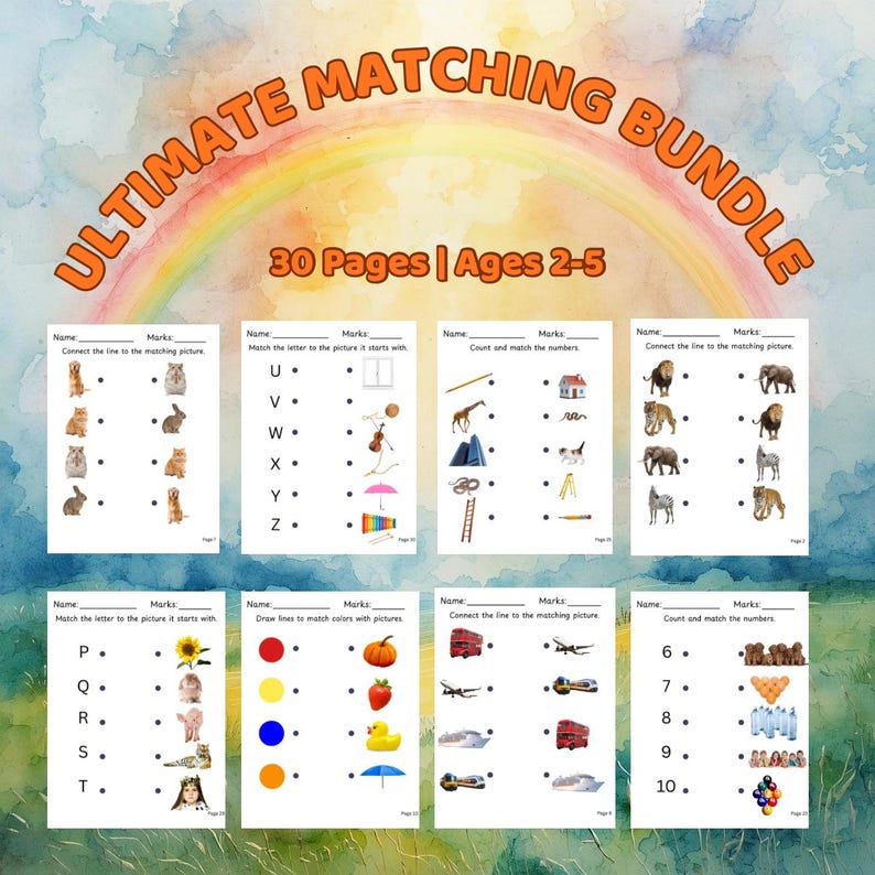 Toddler Busy Book Bundle | Printable Matching Activity Worksheets ...